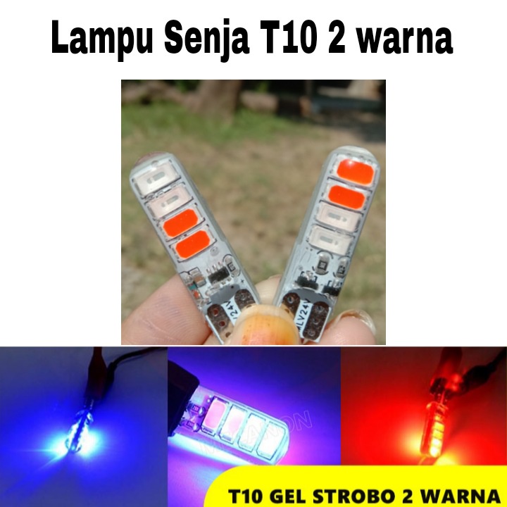 Jual Lampu senja T10 8 led 2 warna 12 volt 24 volt strobo kedip ...