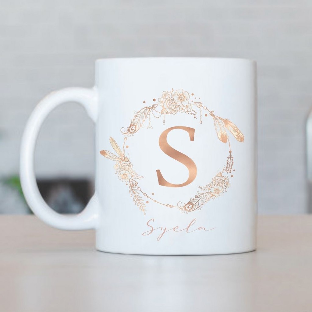 Jual Mug custom unik SIMPLE FONT GOLD FRAME | Shopee Indonesia