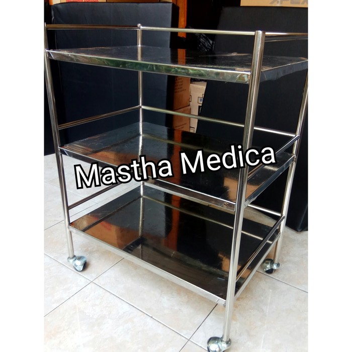 Jual Trolley Troli Rak Instrumen beroda Stainless 3 Susun Sap Tnpa ...