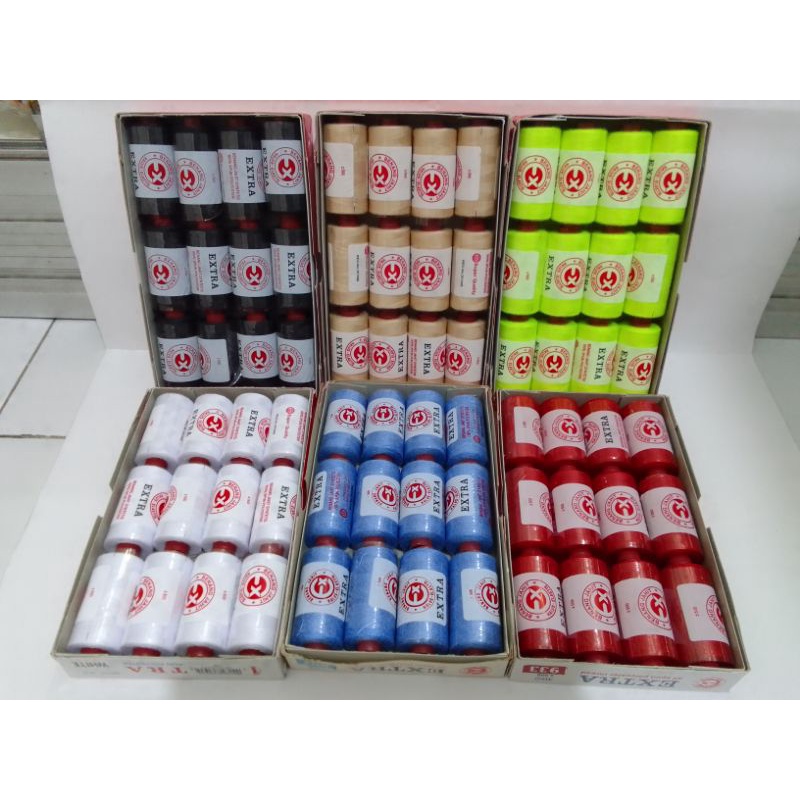 Jual Benang Jahit Extra 500 Yard Lusinan warna lengkap ( warna bisa ...