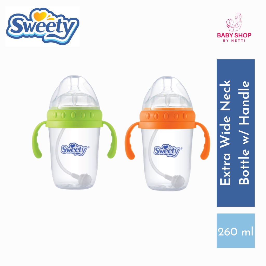 Jual SWEETY BABY BOTTLE Extra Wide Neck With Handle 260ml Botol Baby 6 ...