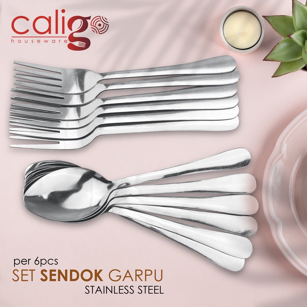 Jual Sendok Garpu Makan SET 6 pcs / pack Stainless 26 gram Tebal 2mm ...