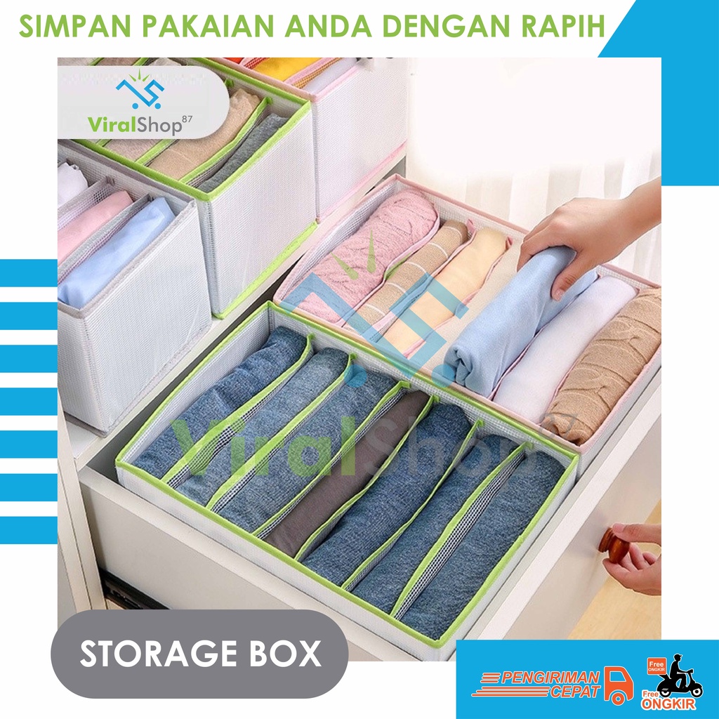 Jual Kotak Penyimpanan Baju Kotak Sekat Storage Box Simpan Baju Celana ...
