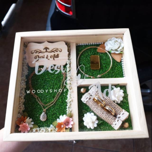 Jual KOTAK KAYU HANTARAN PERNIKAHAN RING BOX TEMPAT PERHIASAN RUSTIC 3 ...