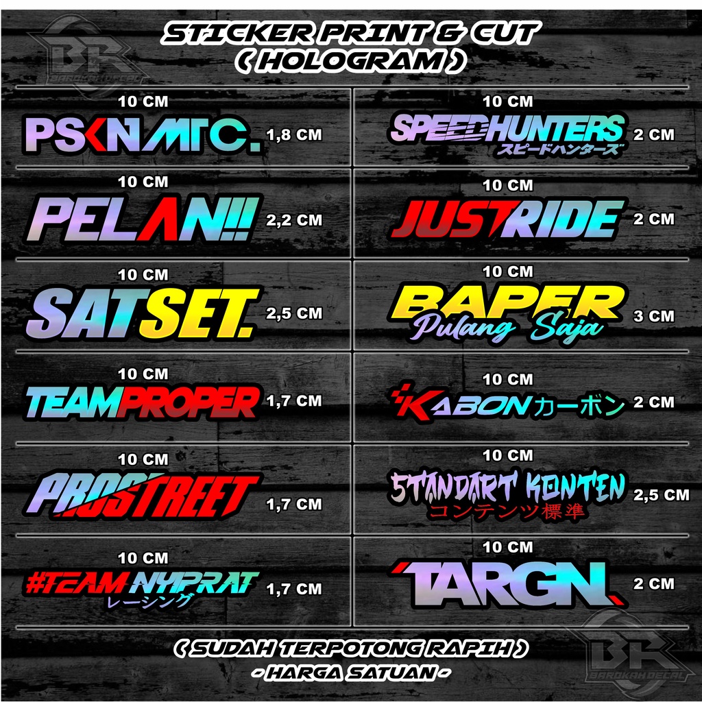 Jual Sticker Print Racing Stiker Hologram stiker motor harga satuan ...