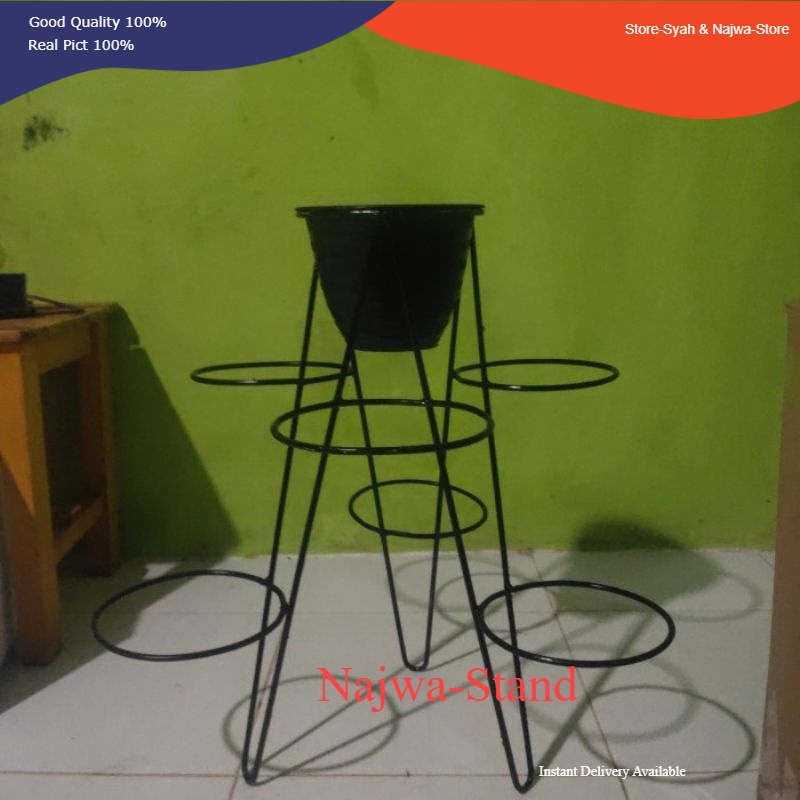 Jual Standing rak bunga lobang 7,tinggi 60cm diamter 18,warna hitam ...