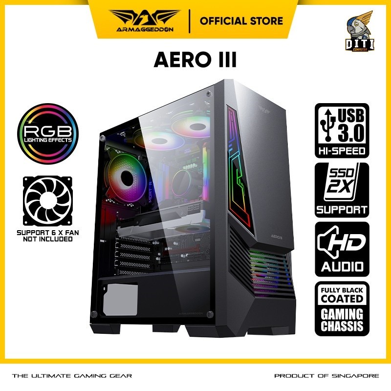Jual Armaggeddon Aero III Gaming PC Case ATX - Black | Shopee Indonesia