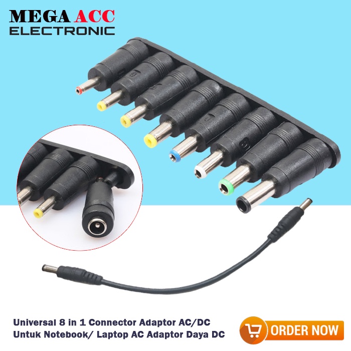 Jual Multi 8 Size Jack Converter Colokan Adaptor 5.5x2.1mm For Laptop ...