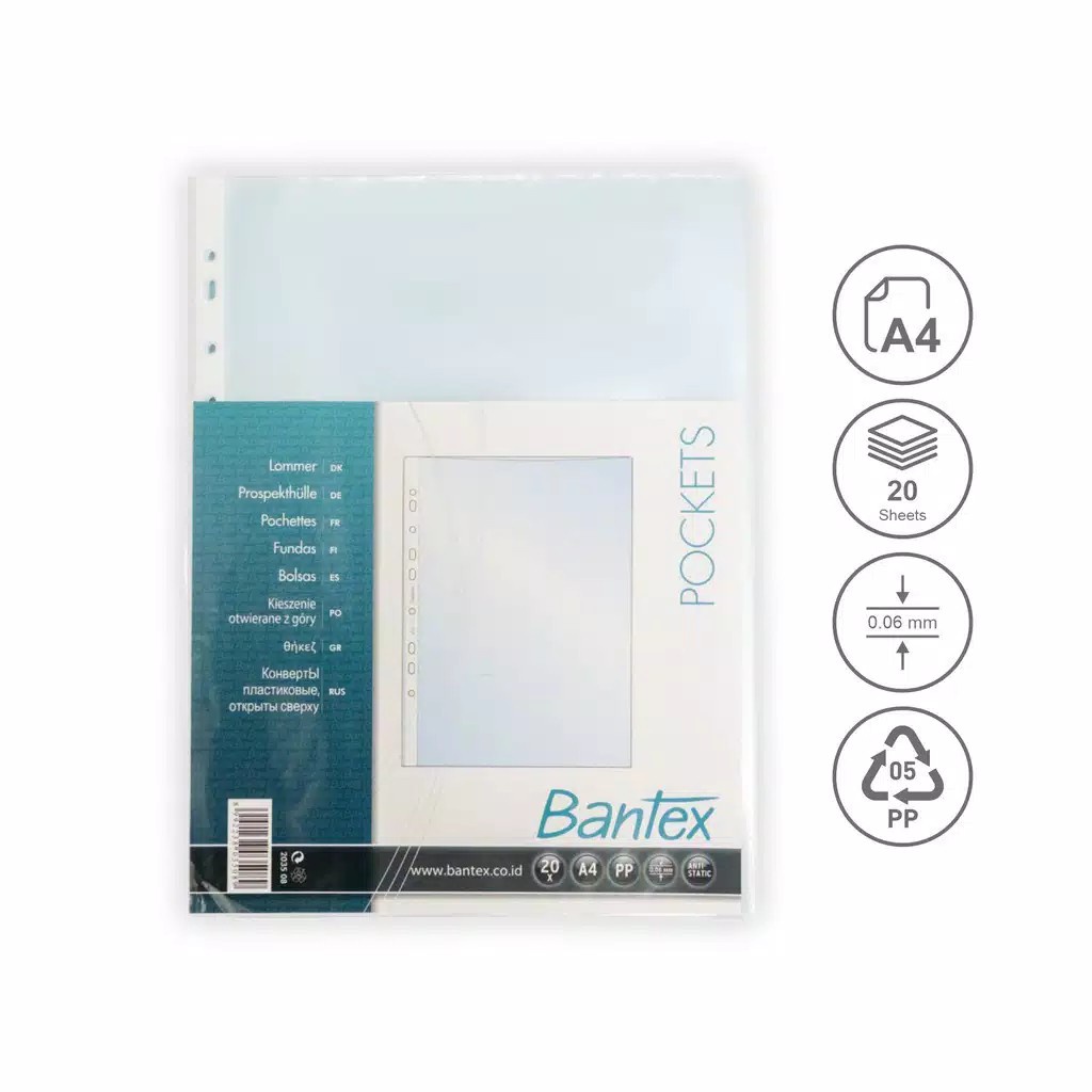 Jual Bantex PP Pocket File Sheet Protector Size A4 Isi 20 Lembar ...
