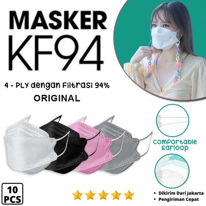 Jual NEW Masker KF94 isi 10 4ply Masker 3D Face Mask Kf 94 Earloop Mask ...