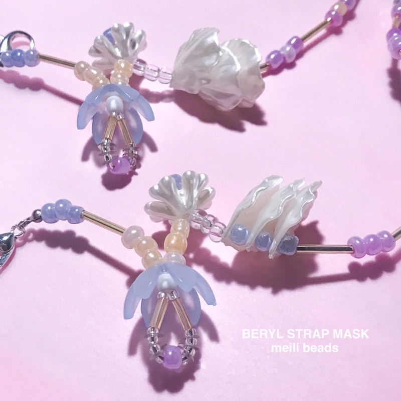 Jual BERYL STRAP MASK + free pouch ( strap mask beads / beaded mask ...