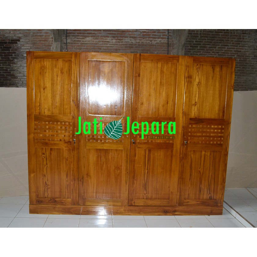 Jual Almari Pakaian Minimalis 4 Pintu Jati Modern | Shopee Indonesia
