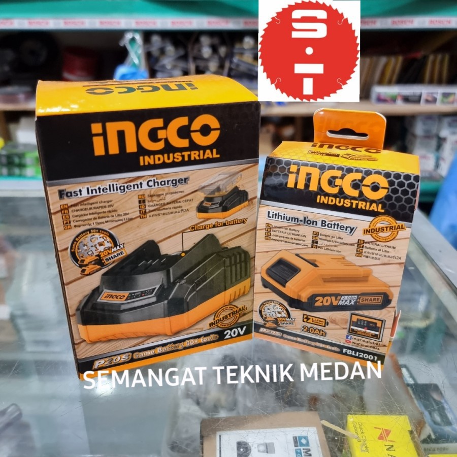 Jual PAKET FCLI2001 FAST CHARGER BATERAI BATTERY 20V 2AH FBLI2001 INGCO ...
