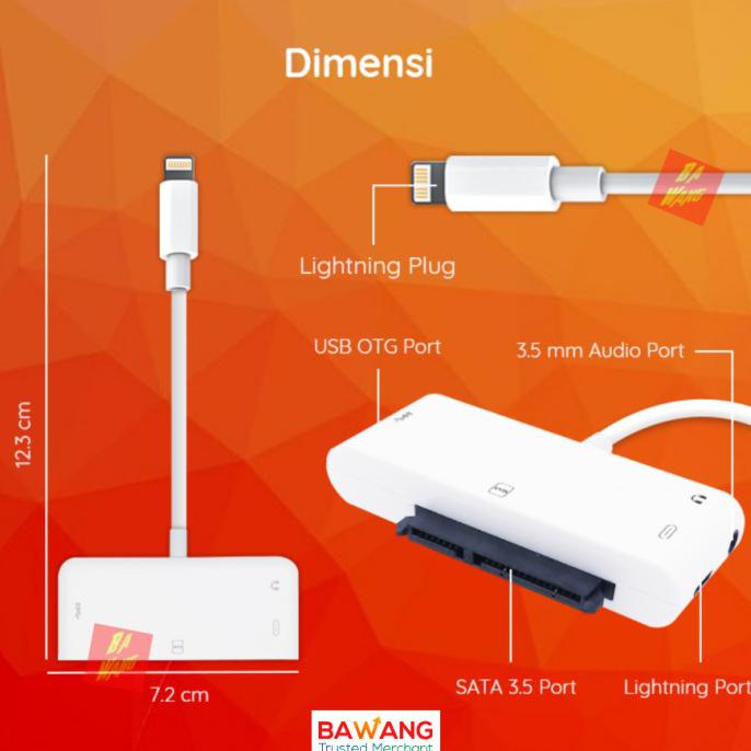 Jual Lightning iPhone iPad SATA 2.5 SSD Reader Adapter USB OTG Audio 3 ...