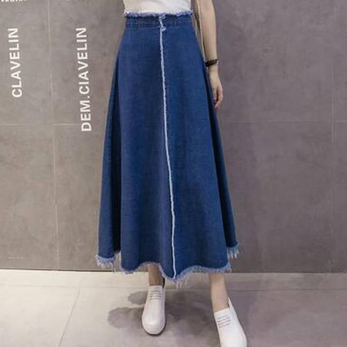Jual Laura Denim skirt(#6088)/Rok panjang/Rok maxi/Rok jeans/Rok flare ...
