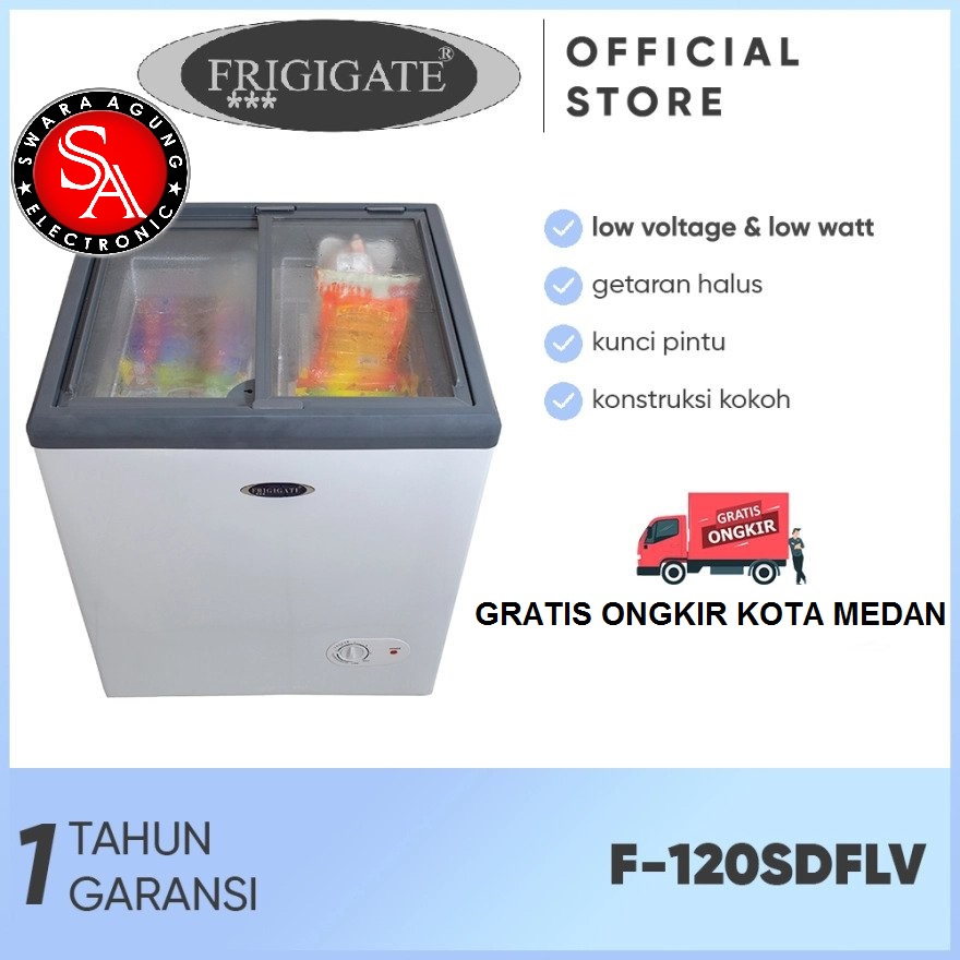 Jual Sliding Flat Glass Freezer 100 Liter Frigigate Type: F-120SDF ...