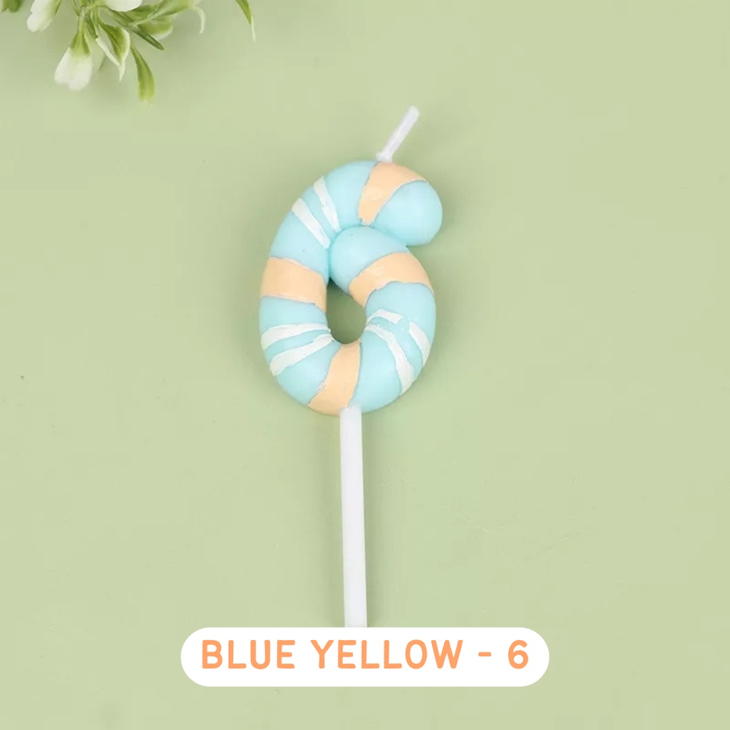 Jual Lilin Angka Ultah 0-9 Pink Biru Striped Garis Garis / Lilin Korea ...