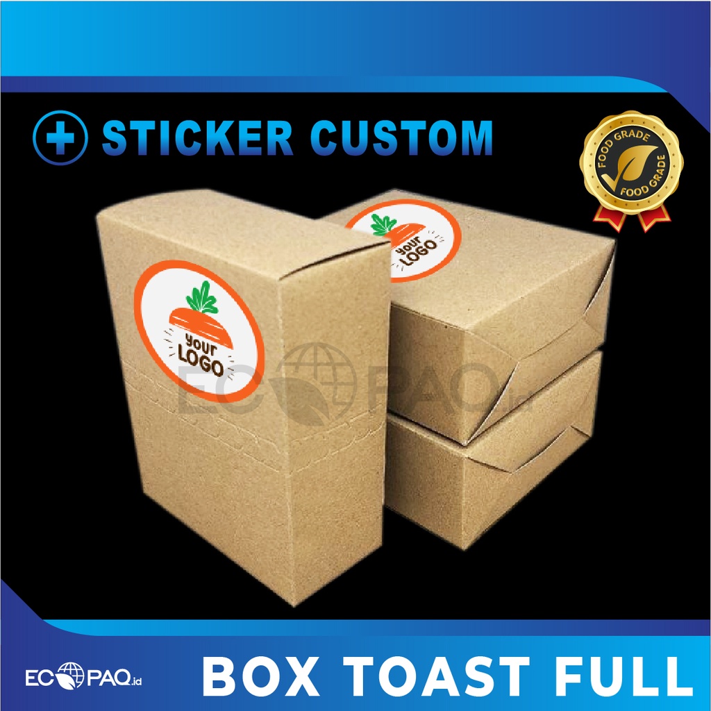 Jual Box Toast - Dus Roti Bakar | FULL - KRAFT COKLAT + Stiker Custom ...