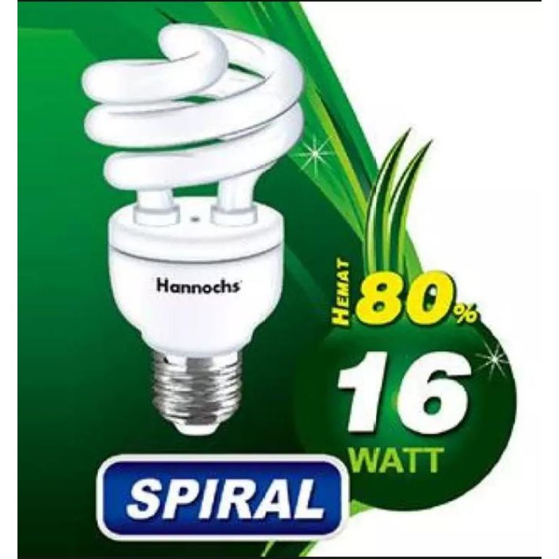 Jual Hannochs Lampu Hemat Energi Spiral 16 WATT Cahaya Putih | Shopee Indonesia