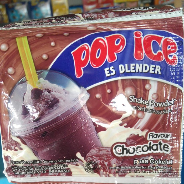 Jual Minuman/Milk Shake POP ICE Chocolate Sachet 25gr Per Renceng (10 ...