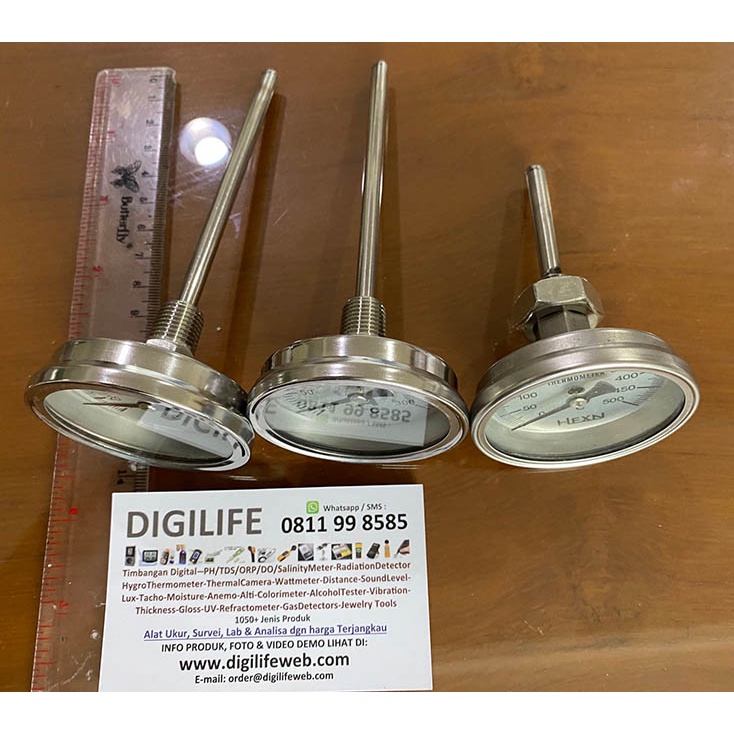 Jual Bimetal Thermometer 13cm 300c 1/4 PT Termometer Frying Analog 300 ...