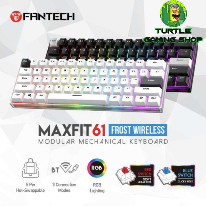 Jual Fantech MAXFIT61 FROST Wireless Hostwap Keyboard Gaming Mechanical ...