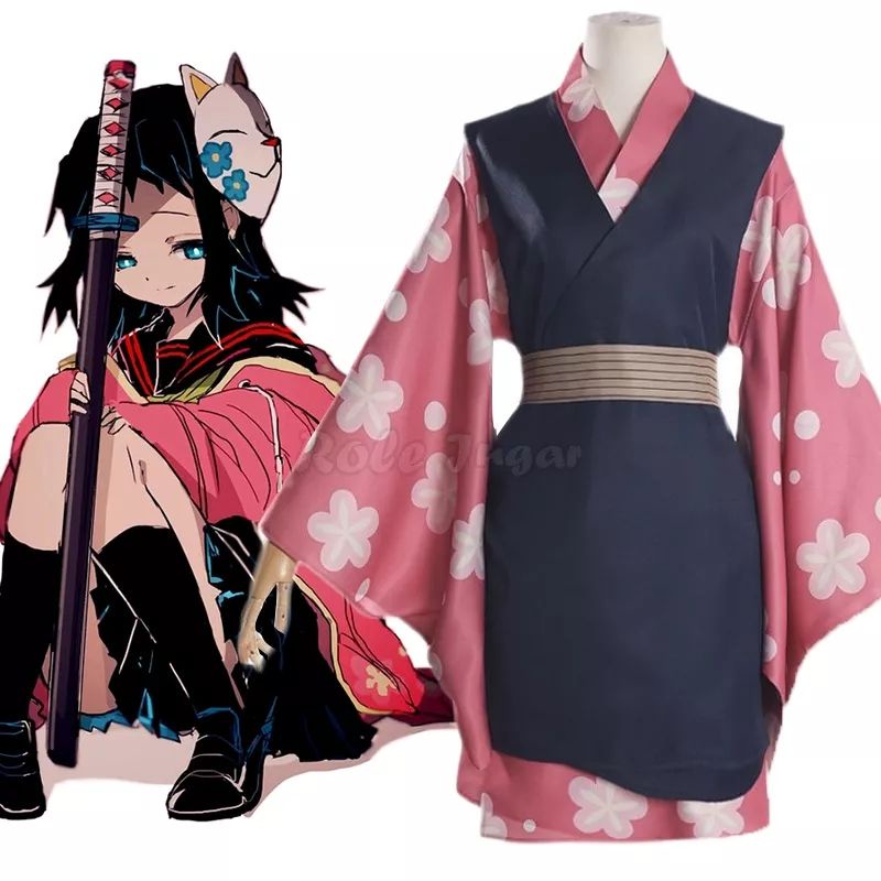 Jual Anime Demon Slayer Kimetsu no Yaiba Kostum Cosplay Makomo Kimono ...
