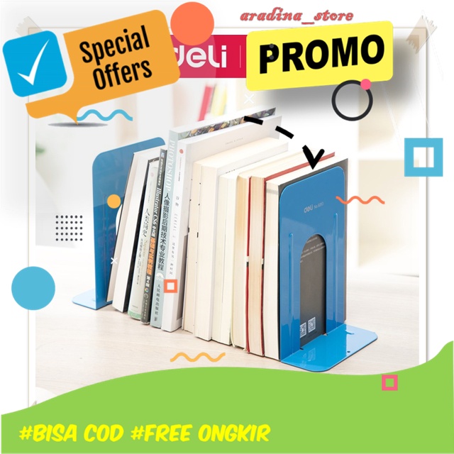 Jual Deli E9263 Metal Book End 228mm Penyangga Penahan Buku Pembatas ...