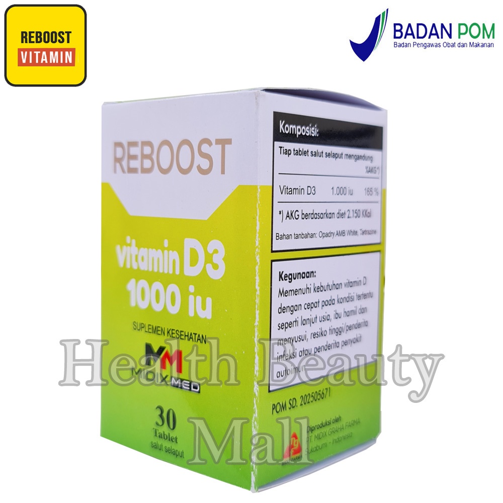 Jual REBOOST Vitamin D3 1000 IU 30 60 Tablet Vit D 1000iu Kesehatan ...