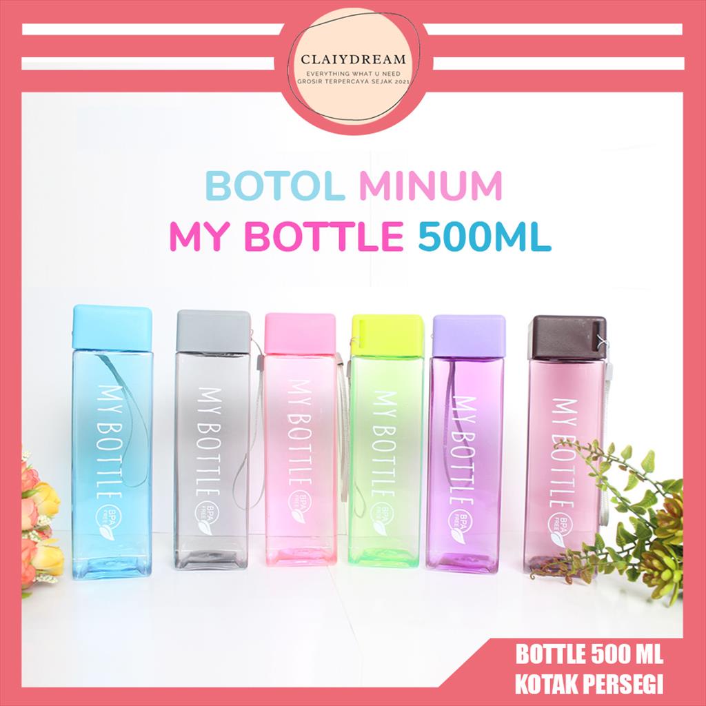 Jual CLAIYDREAM Botol Air Minum 500ML MY BOTTLE KOTAK BPA Free tali ...