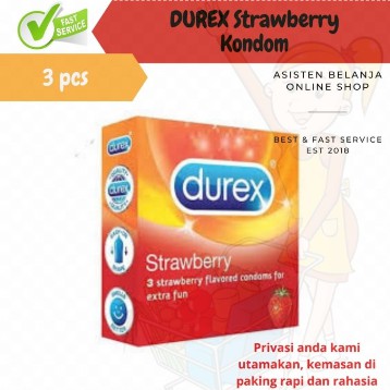 Jual DUREX Strawberry Extra Fun Kondom isi 3 Pcs Rasa Stoberi | Shopee Indonesia