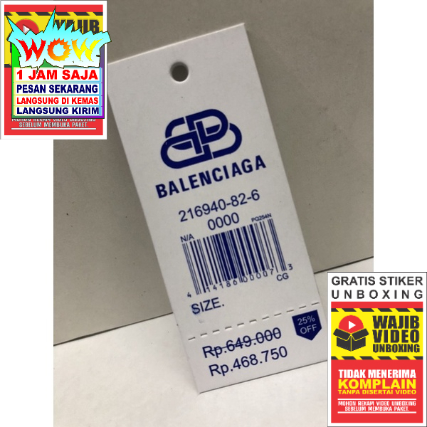 Jual BALENCIAGA LABEL TAG SUPER PREMIUM CO 1X DI KIRIM 600PCS | Shopee ...