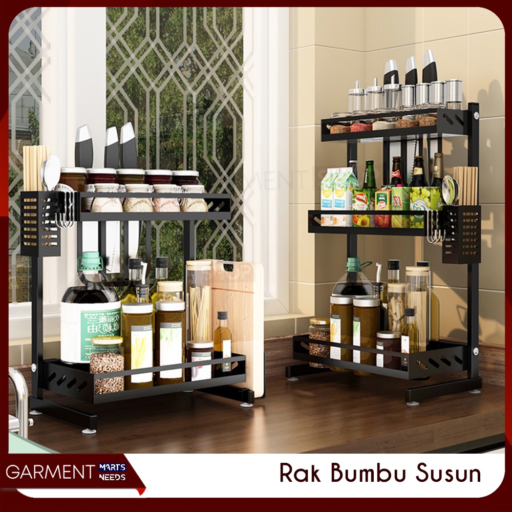Jual Rak Bumbu Dapur Garam Botol Kecap Serbaguna 2 3 Susun Stainless ...