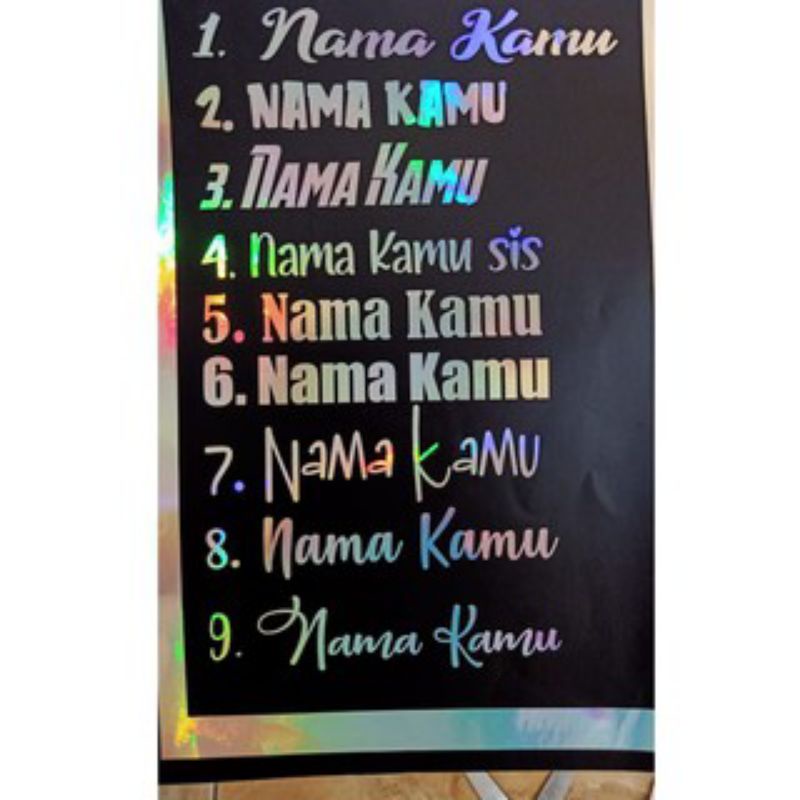 Jual Desain stiker Nama sendiri / Custom Nama / Sticker cutting ...