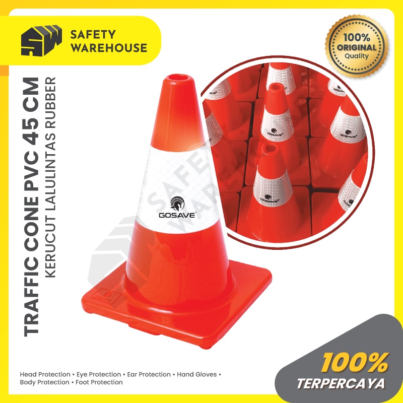 Jual Traffic Cone Karet PVC Rubber 45 cm / Kerucut Lalu Lintas Gosave | Shopee Indonesia