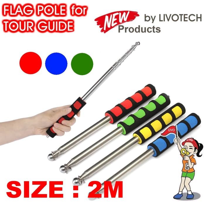 Jual Flag Pole 2m Tiang Bendera Tour Leader/Guide,Guru Teleskopik XL ...