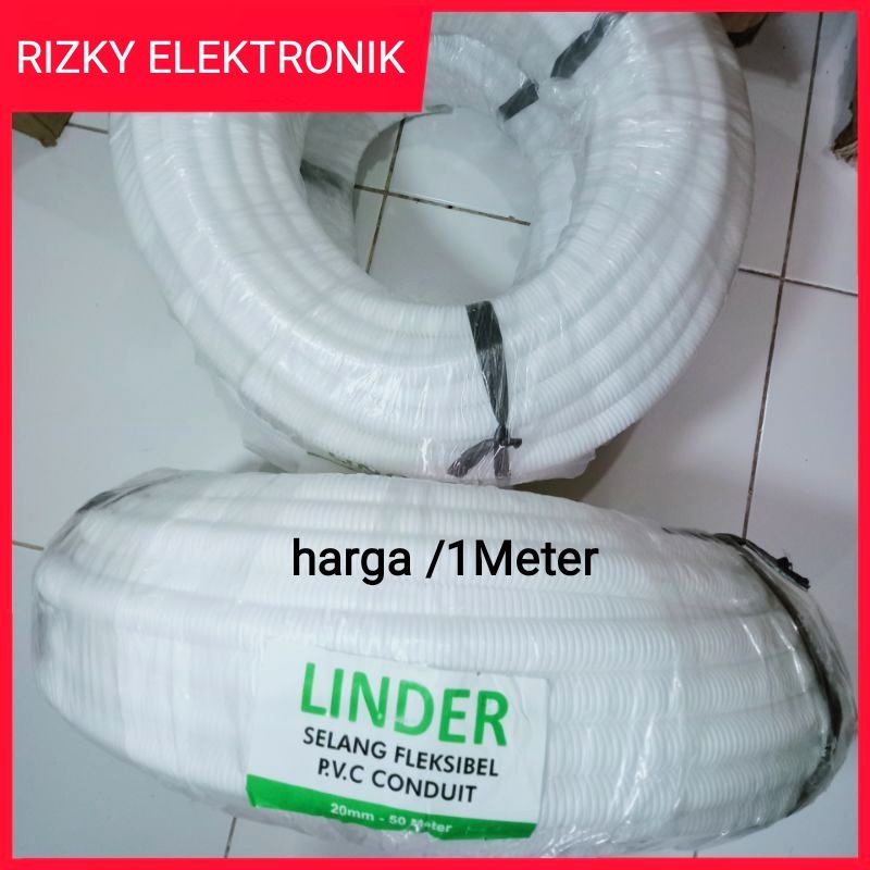 Jual Selang Flexible Pembuangan Air AC PVC 17mm 5/8 Putih Hitam LINDER ...