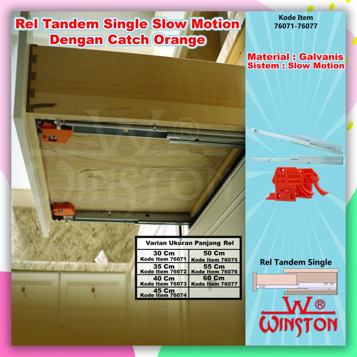 Jual Rel Laci Tandem Winston 60 CM Single Extention Slow Motion / 76077 ...