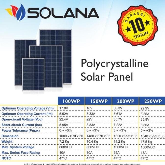 Jual Solana Panel Surya Solar Panel Polycrystaline 100 WP | Shopee Indonesia