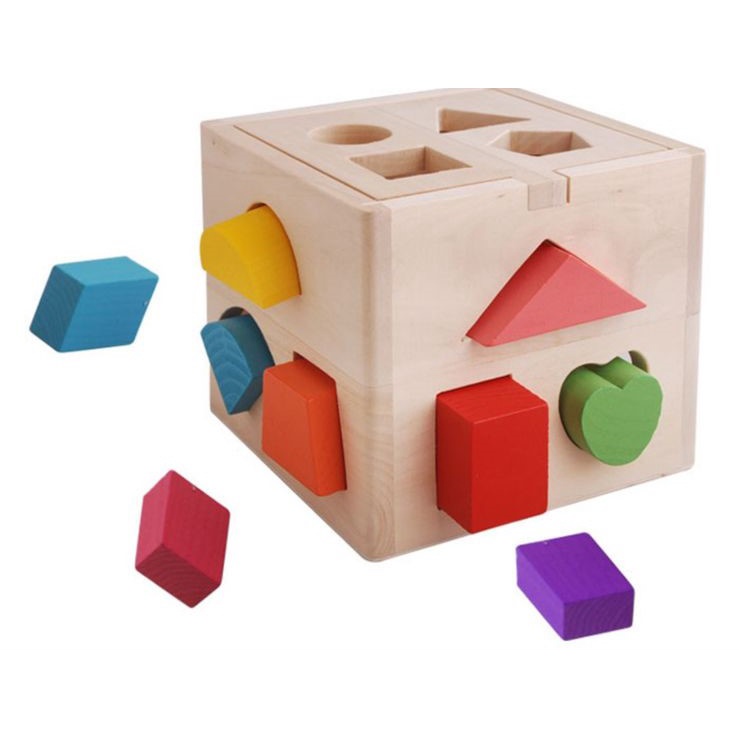 Jual Mainan Edukasi Anak THIRTEEN HOLE Sorting Box Kotak Kayu Geometri ...