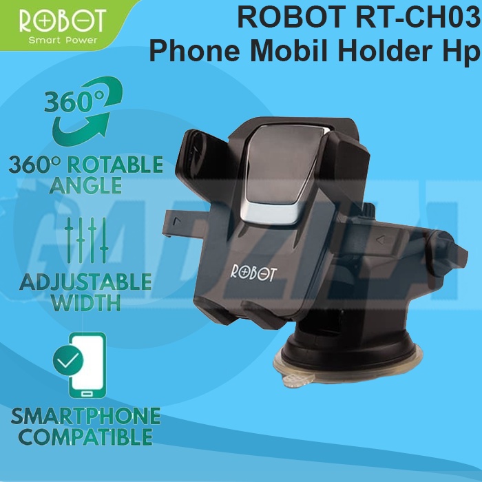 Jual Car Holder HP Mobil ROBOT RT-CH03 360 Rotatable Car Dashboard Kaca ...