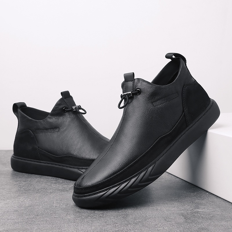 Jual COD 100% Kulit Asli Sepatu Boot Pria Hitam Casual Kerja Kantor ...