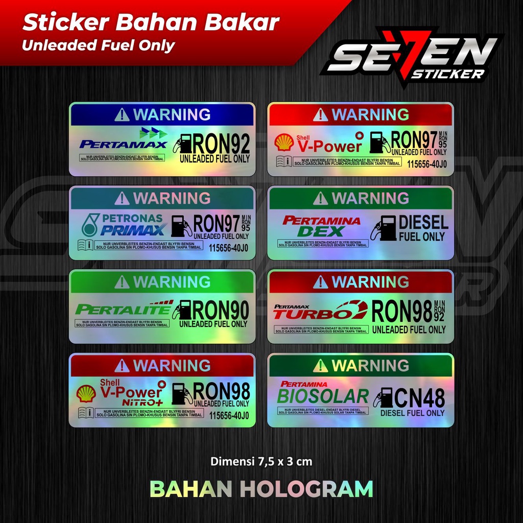 Jual Sticker Printing Hologram Unleaded Fuel Only Bahan Bakar RON ...