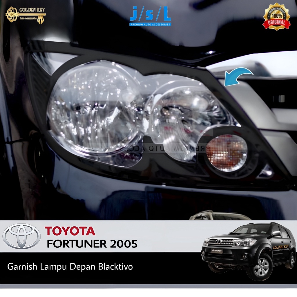 Jual JSL Garnish Depan Fortuner 2005 Head Lamp Garnish Blacktivo ...