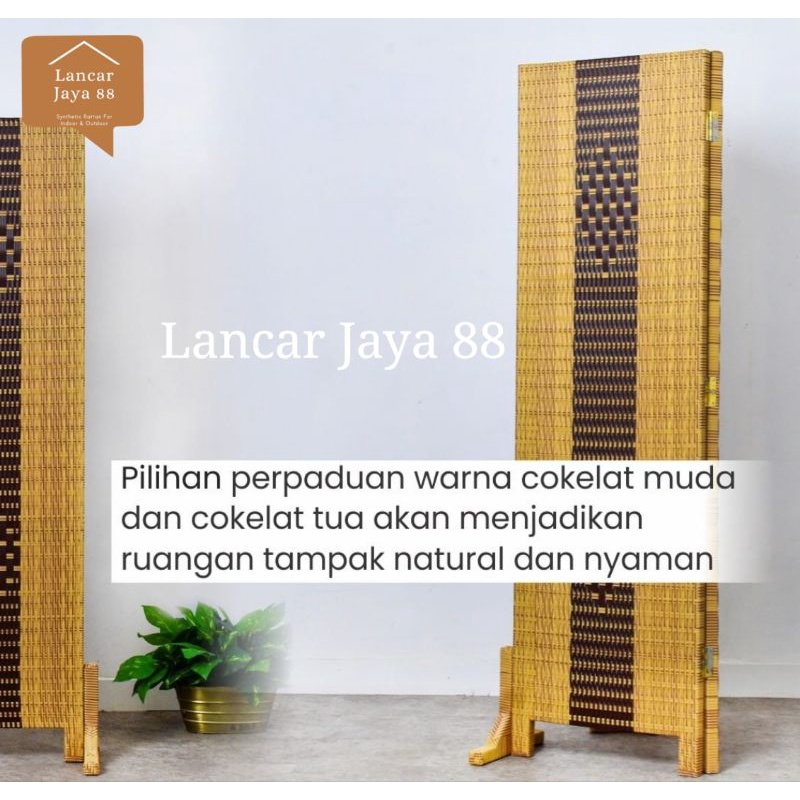 Jual Sketsel Ruangan Rotan Sintetis Wicker Cokelat Wicker 2 Panel ...