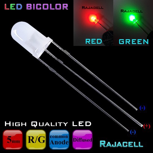 Jual LED BICOLOR 3mm Diffused RED GREEN Common Anode 3P 2warna Merah ...