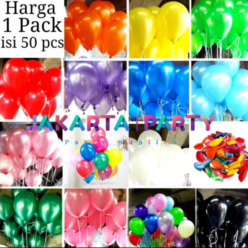 Jual ISI 50 Pcs Balon Latex metalik 1 Pack Isi 50 Pcs 12 Inch / Balon ...