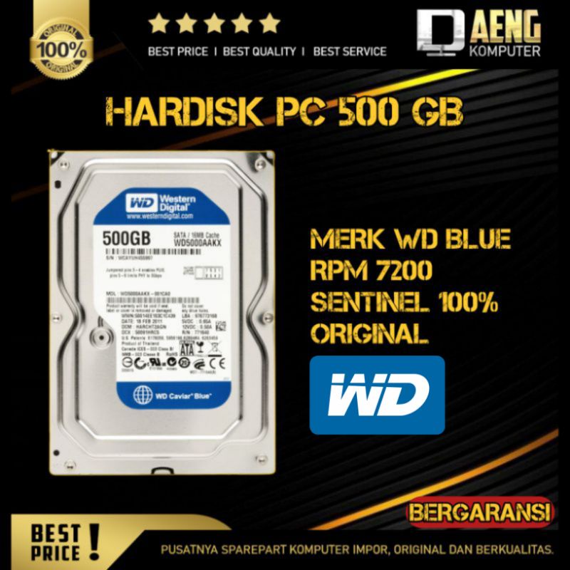 Jual HDD hardisk harddisk hard disk internal Pc 500Gb Sata Merk Western ...