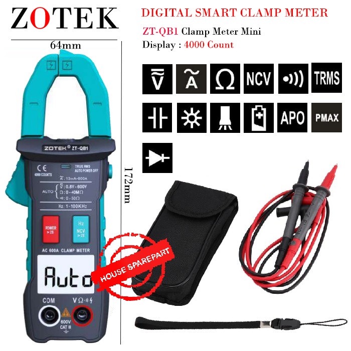 Jual ZOTEK ZT-QB1 SMART CLAMP METER TANG AMPERE MINI 600A CURRENT TRMS ...