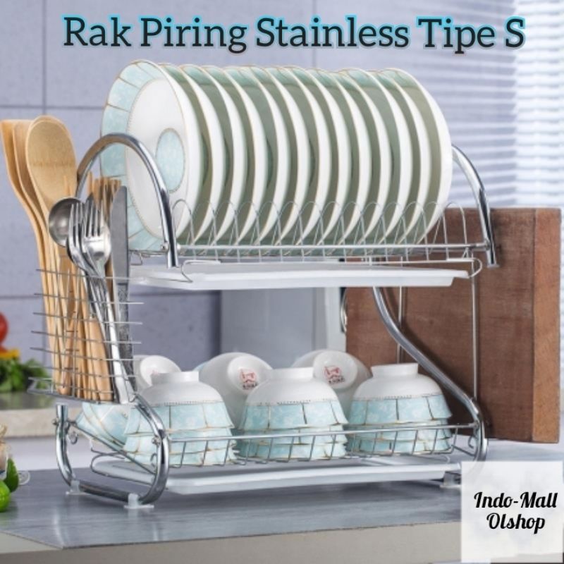 Jual Rak Piring Minimalis - Rak Piring Dua Susun Stainless Steel Anti ...